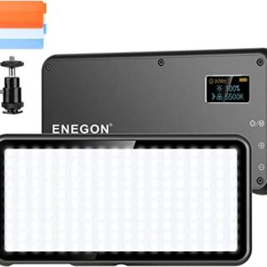 ENEGON 4000mAh Rechargeable Mountable Bicolor LED Video Light with Mini Panel for Professional DSLR Cameras | Photo Video Lighting Long Battery Life | Fits iPhone, Sony, Canon, Nikon, Fuji, Panasonic