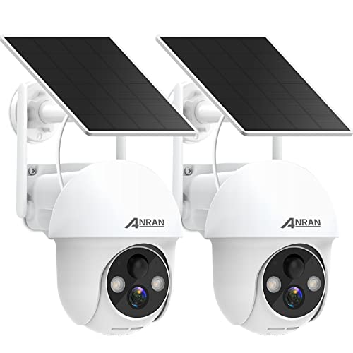 ANRAN 2K Security Camera Wireless Outdoor, Solar Outdoor Camera with 360° View, Smart Siren, Spotlights, Color Night Vision, PIR Human Detection, Pan Tilt Control, 2-Way Talk, Q01W 2 Packs