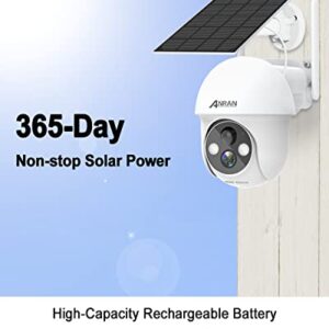 ANRAN 2K Security Camera Wireless Outdoor, Solar Outdoor Camera with 360° View, Smart Siren, Spotlights, Color Night Vision, PIR Human Detection, Pan Tilt Control, 2-Way Talk, Q01W 2 Packs