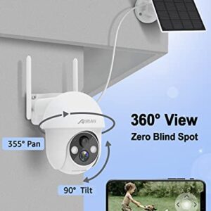 ANRAN 2K Security Camera Wireless Outdoor, Solar Outdoor Camera with 360° View, Smart Siren, Spotlights, Color Night Vision, PIR Human Detection, Pan Tilt Control, 2-Way Talk, Q01W 2 Packs