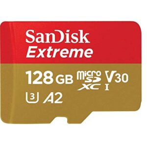 SanDisk Extreme MicroSD Card 128GB Memory Card (Two Pack) for DJI Air 2S Drone (SDSQXA1-128G-GN6MN) 4K Video Speed V30 UHS-I A2 160MB/s SDXC Bundle with (1) Everything But Stromboli Micro Card Reader