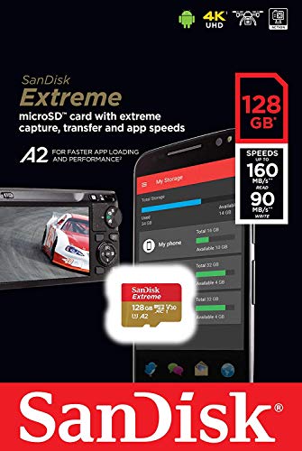 SanDisk Extreme MicroSD Card 128GB Memory Card (Two Pack) for DJI Air 2S Drone (SDSQXA1-128G-GN6MN) 4K Video Speed V30 UHS-I A2 160MB/s SDXC Bundle with (1) Everything But Stromboli Micro Card Reader