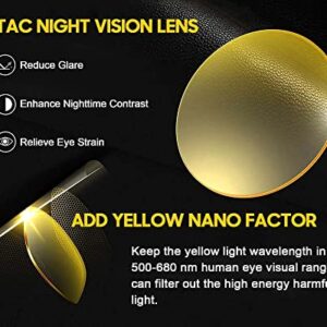 TJUTR Women's Night-Vision Glasses for Driving, HD Polarized Yellow Lens Reduce Glare Safety Nighttime UV Protection (White Tortoise Frame/Photochromic Night-Vision Glasses)