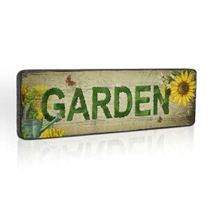 garden themed decorative signs vintage wood hanging sign outdoor garden decor plaques patio deck porch yard art decoration by 16”x5”