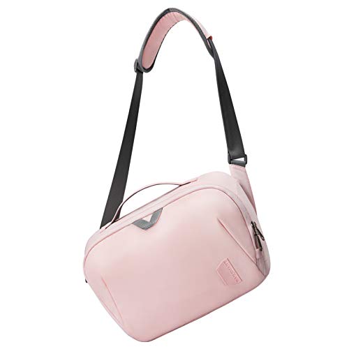 BAGSMART Camera Bag, DSLR Camera Bag, Waterproof Crossbody Camera Case with Padded Shoulder Strap, Anti-Theft Camera Shoulder Bag, Pink