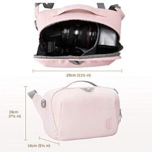 BAGSMART Camera Bag, DSLR Camera Bag, Waterproof Crossbody Camera Case with Padded Shoulder Strap, Anti-Theft Camera Shoulder Bag, Pink