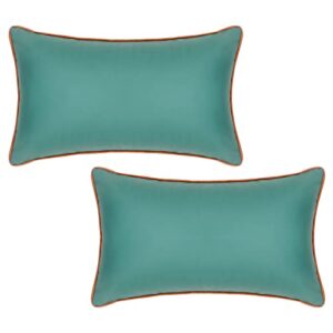 howdy deco Silicone Waterproof Lumbar Pillow Covers for Summer Outdoor Fadeproof Rectangle Pillowcase Durable Cushion Sham Decorative for Garden Patio Tent Balcony Bench Sofa 12x20 Inch, Dark Green