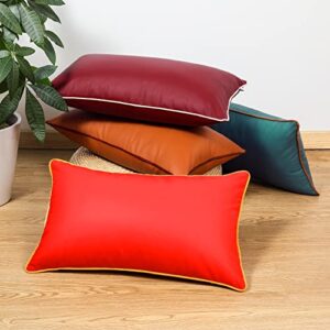 howdy deco Silicone Waterproof Lumbar Pillow Covers for Summer Outdoor Fadeproof Rectangle Pillowcase Durable Cushion Sham Decorative for Garden Patio Tent Balcony Bench Sofa 12x20 Inch, Dark Green