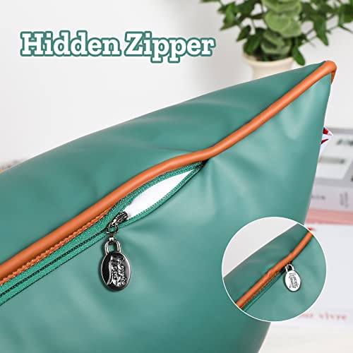 howdy deco Silicone Waterproof Lumbar Pillow Covers for Summer Outdoor Fadeproof Rectangle Pillowcase Durable Cushion Sham Decorative for Garden Patio Tent Balcony Bench Sofa 12x20 Inch, Dark Green