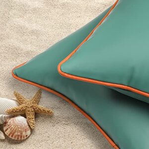 howdy deco Silicone Waterproof Lumbar Pillow Covers for Summer Outdoor Fadeproof Rectangle Pillowcase Durable Cushion Sham Decorative for Garden Patio Tent Balcony Bench Sofa 12x20 Inch, Dark Green