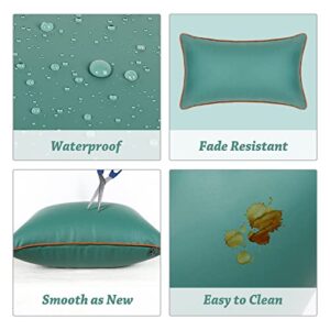 howdy deco Silicone Waterproof Lumbar Pillow Covers for Summer Outdoor Fadeproof Rectangle Pillowcase Durable Cushion Sham Decorative for Garden Patio Tent Balcony Bench Sofa 12x20 Inch, Dark Green