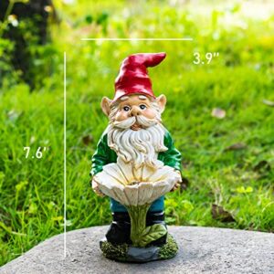 Garden Gnome Statue Set, Funny Garden Gnomes Lawn Ornaments Hold a Different Plant, Weather Resistant Gnome Sculpture and Statue Décor for Home Patio Yard Decorations…