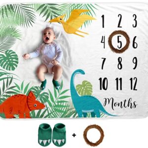 Baby Monthly Milestone Blanket | Includes Frame for The Numbers and Bonus Product | 1 to 12 Months | Premium Extra Soft Fleece | Best Photography Backdrop Prop for Newborn Boy & Girl