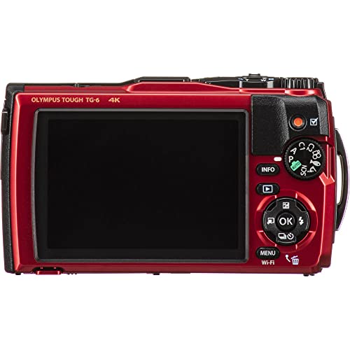 Olympus Tough TG-6 Waterproof Camera, Red (Renewed)