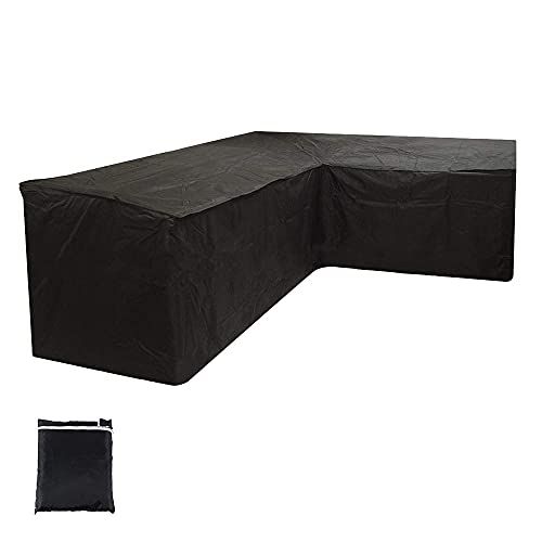 Patio Cover, Large Outdoor Sectional Furniture Cover, V-Shaped Waterproof Outdoor Veranda Sofa Cover Garden Couch Protector Black (85''Lx85''Lx34''H) (215X215X87CM) (SW-8596)