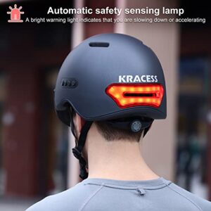 KRACESS Adult Bike Helmet Bluetooth Smart Helmet with Driving Recorder and LED Taillight Function for Urban Commuter Detachable Visor Mens/Womens Bike Helmet(Black)