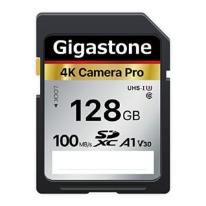 gigastone 128gb sd card v30 sdxc memory card high speed 4k ultra hd uhd video compatible with canon nikon sony pentax kodak olympus panasonic digital camera, with 1 mini case