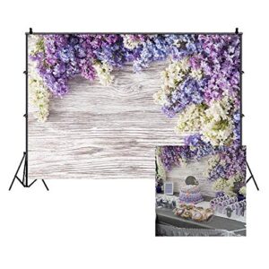 lfeey 7x5ft wooden plank photography backdrops purple lilac flowers rustic vintage wood wall newborn baby shower girls adult portrait photo background kids birthday party decor photoshoot studio props