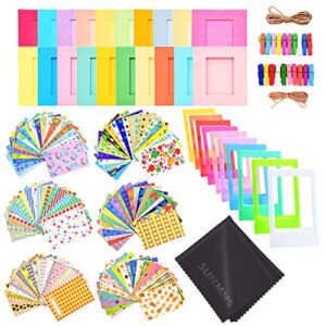 sunmns colorful bundle kit accessories set compatible with instax mini 12 11 9 8 90 70 camera, accessory include film stickers, desk frames, hanging frame