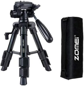 mini tripod for camera,zomei travel table tripod with 3-way pan/tilt head 1/4 inches quick release plate and bag for dslr camera tripod carrying bag