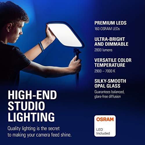 Elgato Key Light - Professional 2800 lumens Studio Light with desk clamp for Streaming, Recording and Video Conferencing, Temperature and Brightness app-adjustable on Mac, PC, iOS, Android