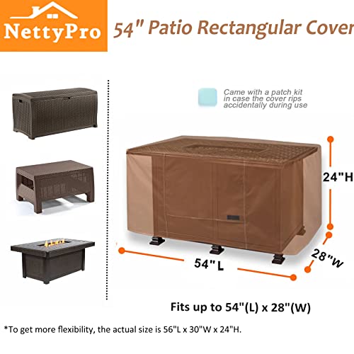 NettyPro Deck Box Cover, Outdoor Storage Box Bench Cover Rectangular, Waterproof Heavy Duty Patio Furniture Cover for Small Table Rectangle, 54 x 28 inch