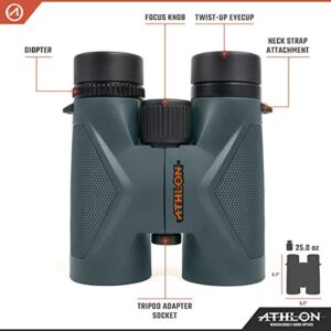 Athlon Optics 8x42 Midas UHD Gray Binoculars with ED Glass for Adults and Kids, High-Powered Binoculars for Hunting, Birdwatching, and More