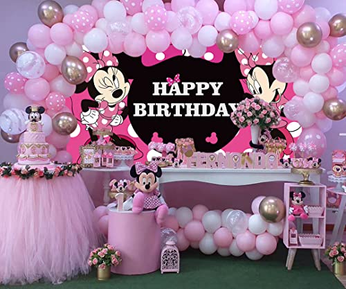 GCH Cartoon Photography Backdrop Girl 1st Birthday Background Princess Girls Hot Pink Decoration for Kids Baby Shower Party Supplies Banner Studio Props Customized Backdrops (5X3FT)