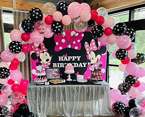 GCH Cartoon Photography Backdrop Girl 1st Birthday Background Princess Girls Hot Pink Decoration for Kids Baby Shower Party Supplies Banner Studio Props Customized Backdrops (5X3FT)