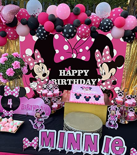 GCH Cartoon Photography Backdrop Girl 1st Birthday Background Princess Girls Hot Pink Decoration for Kids Baby Shower Party Supplies Banner Studio Props Customized Backdrops (5X3FT)