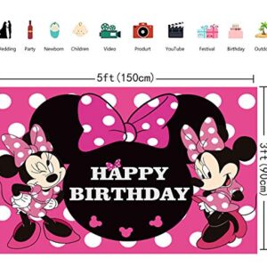 GCH Cartoon Photography Backdrop Girl 1st Birthday Background Princess Girls Hot Pink Decoration for Kids Baby Shower Party Supplies Banner Studio Props Customized Backdrops (5X3FT)