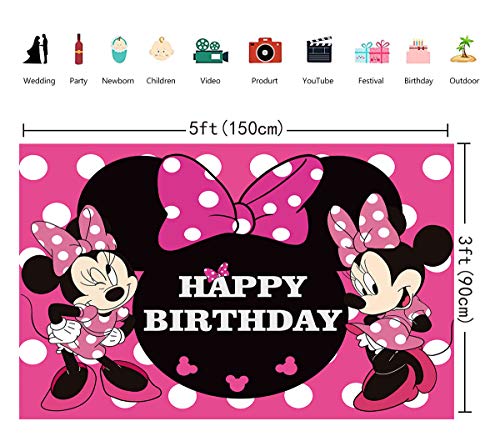 GCH Cartoon Photography Backdrop Girl 1st Birthday Background Princess Girls Hot Pink Decoration for Kids Baby Shower Party Supplies Banner Studio Props Customized Backdrops (5X3FT)