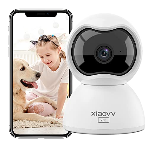 XIAOVV Home Security Cameras,2k 360 Degree 2.4ghz WiFi Security Camera,Privacy Mode,Night Vision Indoor Pet Camera with Alarm Push Phone app,SD&Cloud Storage