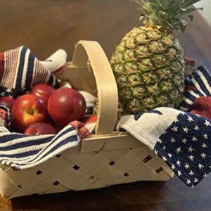 Natural Wooden Baskets, Farm Stand, 6 Quart with Handles, Produce Baskets, Use as a Planter, Make Gift Baskets 2 Pack