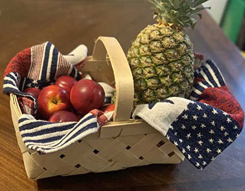 Natural Wooden Baskets, Farm Stand, 6 Quart with Handles, Produce Baskets, Use as a Planter, Make Gift Baskets 2 Pack