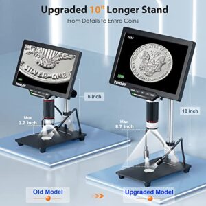 TOMLOV DM201 Pro HDMI Digital Microscope 1200X,10 Inch Stand Included, 7" LCD Digital Microscope,16MP Coin Micro Soldering Microscope with Screen, Windows/Mac OS/TV Compatible,32GB