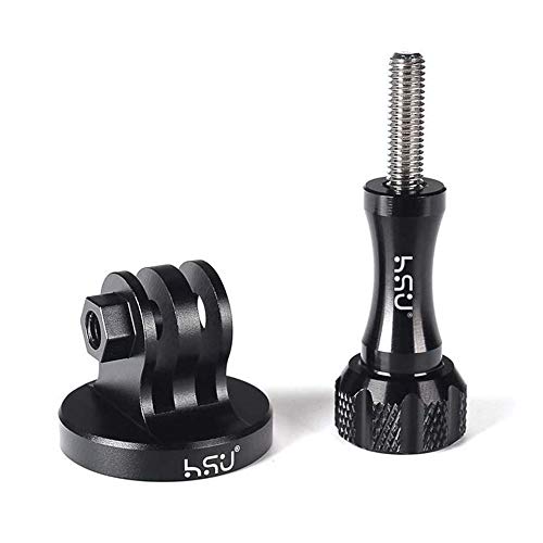 HSU Aluminum Alloy Metal GoPro Tripod/Monopod Mount with Aluminum Thumbscrew for GoPro Hero 11, 10, 9, 8, 7, 6, 5, 4, 3+, 3, 2, 1 HD, AKASO Campark and Other Action Cameras (Black)