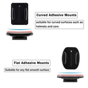 Haoyou Adhesive Helmet Mount with 3M Adhesive Pad Compatible with GoPro Hero 11, 10, 9, 8, 7, 6, 5, 4, 3+, 3, Max, Session, AKASO,SJ4000(4X Curved,2X Flat Mount seat)