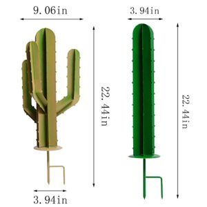 Metal desert cactus Rustic Sculpture The cactus Plant Home Decor Rustic Hand Painted The cactus Garden Ornaments Outdoor Decor Figurines Home Yard Decorations Stakes Lawn Ornaments (3 PCS green)