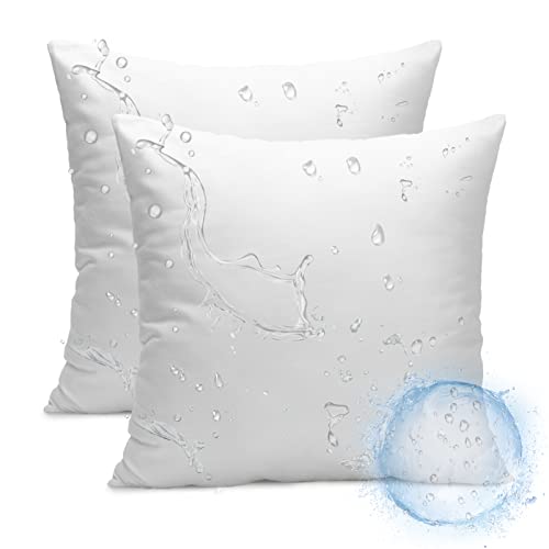 Ashler 16 x 16 Outdoor Pillow Inserts Set of 2 Water Resistant Throw Pillow Inserts Hypoallergenic Stuffer Sham Square Pillow Insert for Patio, Bench, Garden, Indoor Outdoor Decorative Made in USA