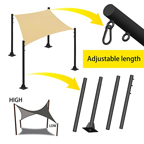 Shade Sail Poles kit, 10Ft Sun Shade Sail Poles Support Awning Canopy, 4 Pole Outdoor String Light Pole Post Heavy Duty Steel Post for Garden/Yard/Patio(10 ft Heavy Duty 2") (4 Pack)