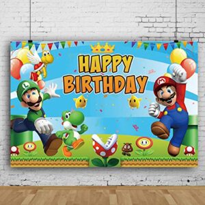 Super Mario Backdrop 5X3 Feet Backdrop for Mario Birthday Party Decorations Boy Children Birthday Party Baby Shower Supplies Photo Booth Studio Props