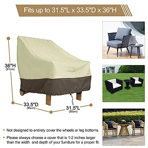 LBW Patio Chair Covers, 2 Pack Waterproof Outdoor Garden Patio Furniture Cover for Arm Chair, Deep Seated Lounge Chair Cover with Air Vents & Click-Close Straps, 30.9" D x 33.26'' L x 36'' H