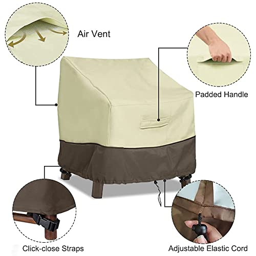 LBW Patio Chair Covers, 2 Pack Waterproof Outdoor Garden Patio Furniture Cover for Arm Chair, Deep Seated Lounge Chair Cover with Air Vents & Click-Close Straps, 30.9" D x 33.26'' L x 36'' H