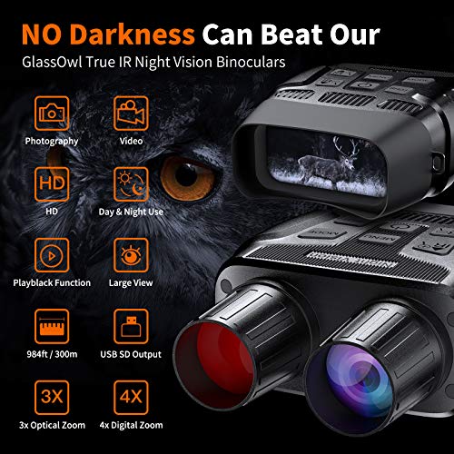 GTHUNDER Digital Night Vision Goggles Binoculars for Total Darkness—FHD 1080P Infrared Digital Night Vision, 32GB Memory Card for Photo and Video Storage—Perfect for Surveillance