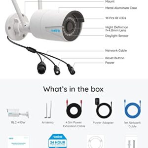 REOLINK Security Camera Outdoor, 4MP Plug-in WiFi Security Cameras System for Home, 2.4/5Ghz WiFi, Night Vision, IP66 Waterproof, Smart Person/Vehicle Detection, Works with Google Assistant, RLC-410W