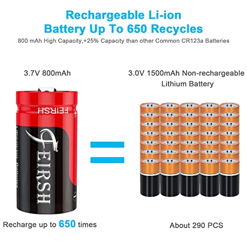 4 Pack CR123A Lithium Batteries,QUICKHELP 3.7V 800mAh [CAN BE RECHARGED] Arlo Batteries with Charger for Arlo Wireless Cameras VMC3030 VMK3200 VMS3330 3430 3530 and Flashlight Polaroid Microphone