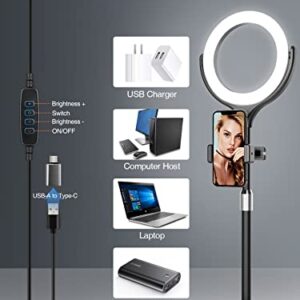 Computer Ring Light for Video Conference Lighting, Elitehood Desktop Ring Light with Stand for Laptop, 8 inch Light Ring for Zoom Meeting, Video Recording/Make Up/Live Streaming//Online Video Call