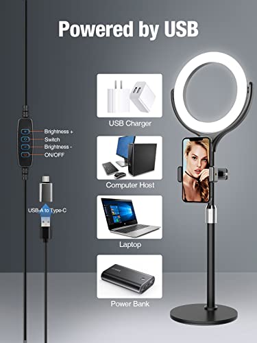 Computer Ring Light for Video Conference Lighting, Elitehood Desktop Ring Light with Stand for Laptop, 8 inch Light Ring for Zoom Meeting, Video Recording/Make Up/Live Streaming//Online Video Call