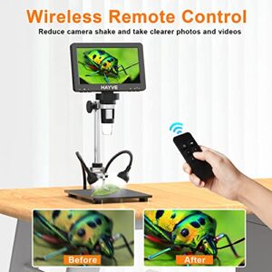 Hayve 7'' HDMI Digital Microscope,1200X Coin Microscope with IPS Screen, 16MP Soldering Microscope with Lights, 8.5'' Long Stand, View Entire Coin, Compatible with PC/TV, 32GB Card